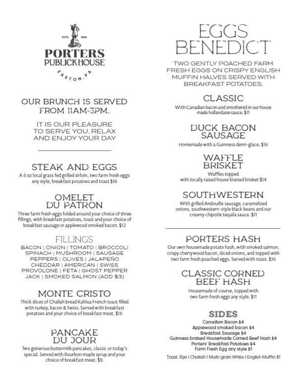 Menu - Porter's Pub & Restaurant